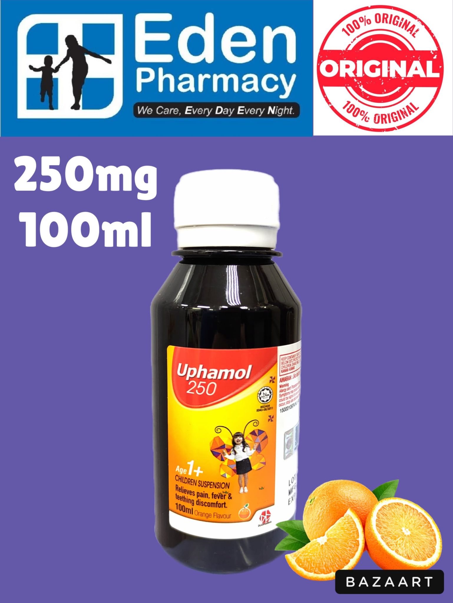 Uphamol Syrup - Paracetamol Syrup 250mg/5ml ( 100ml ) Orange Flavor ...
