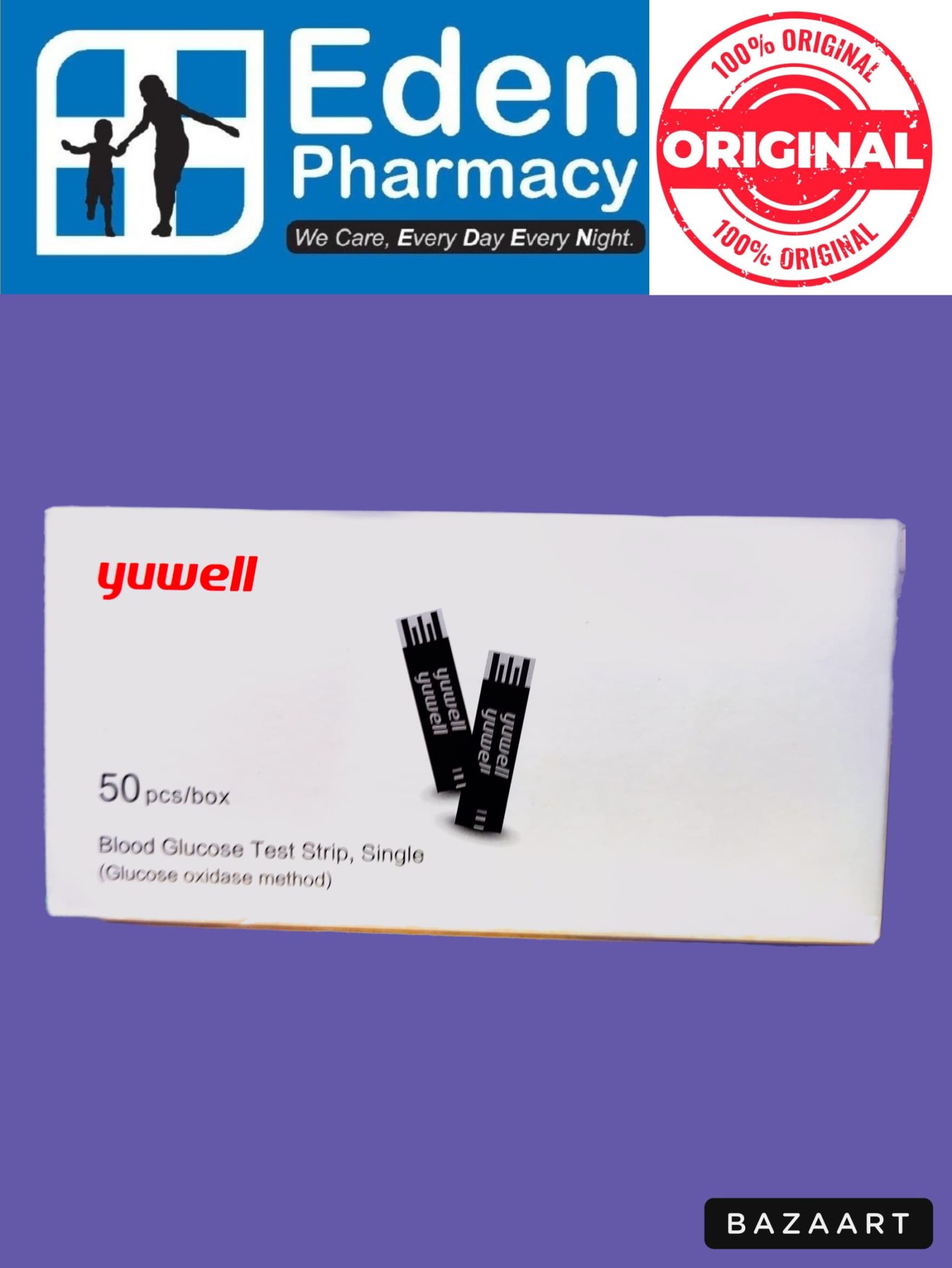 Yuwell Blood Glucose Test Strips 25's / Sterile Lancet 50's + Blood ...